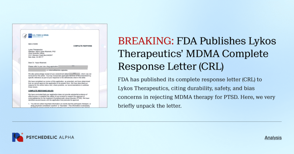 BREAKING: FDA Publishes Lykos Therapeutics’ MDMA Complete Response ...